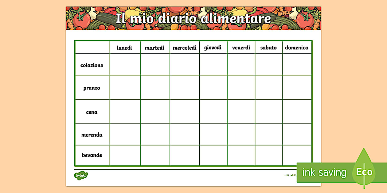 Mangiare Sano il Mio Diario Alimentare (teacher made)