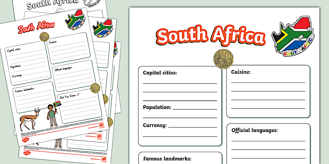 South Africa Fact File Template (teacher made) - Twinkl