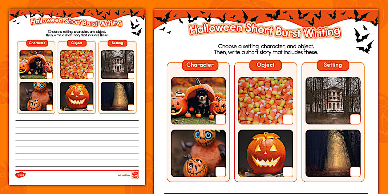 Halloween Short Story Writing Template for K-2nd Grade