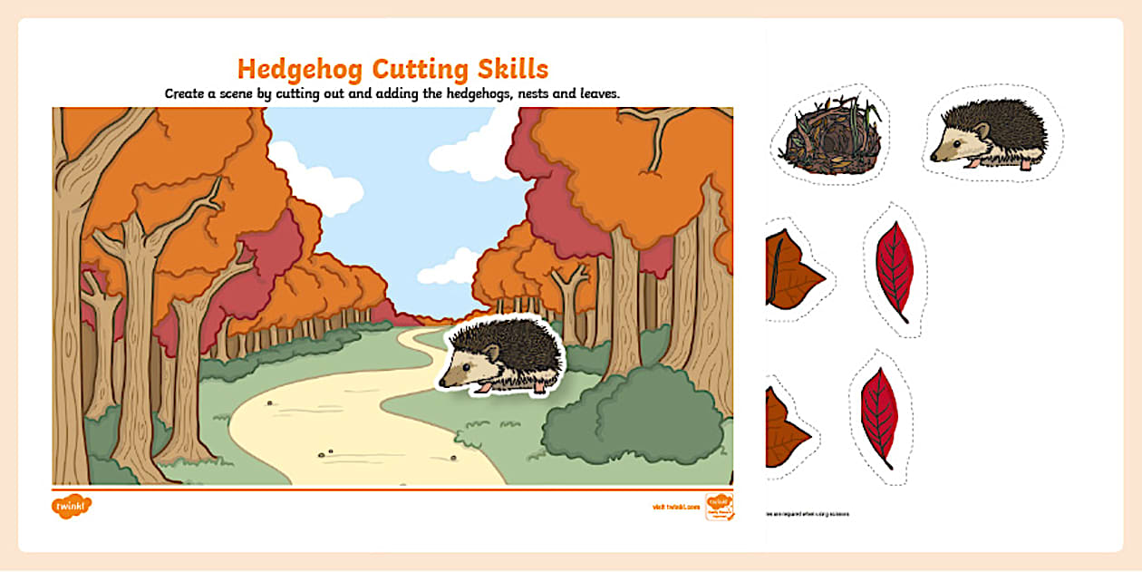 KS1 Hedgehog Cutting Skills Activity (Teacher-Made) - Twinkl