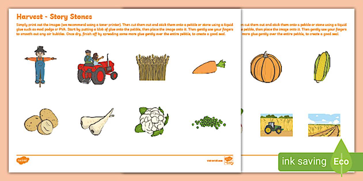 Harvest-Themed Story Stone Image Cut-Outs