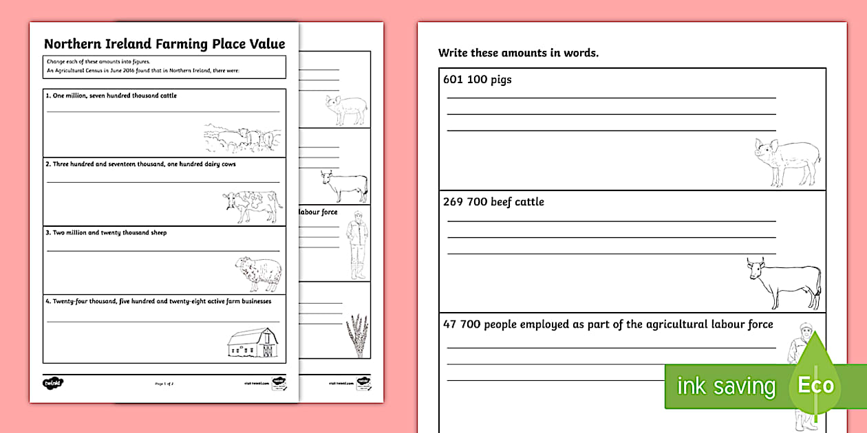 Farming Place Value Worksheet / Worksheet - Twinkl