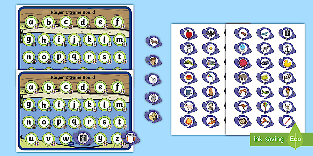 QLD Fishy Phonics Matching Cards and Board Game - Twinkl