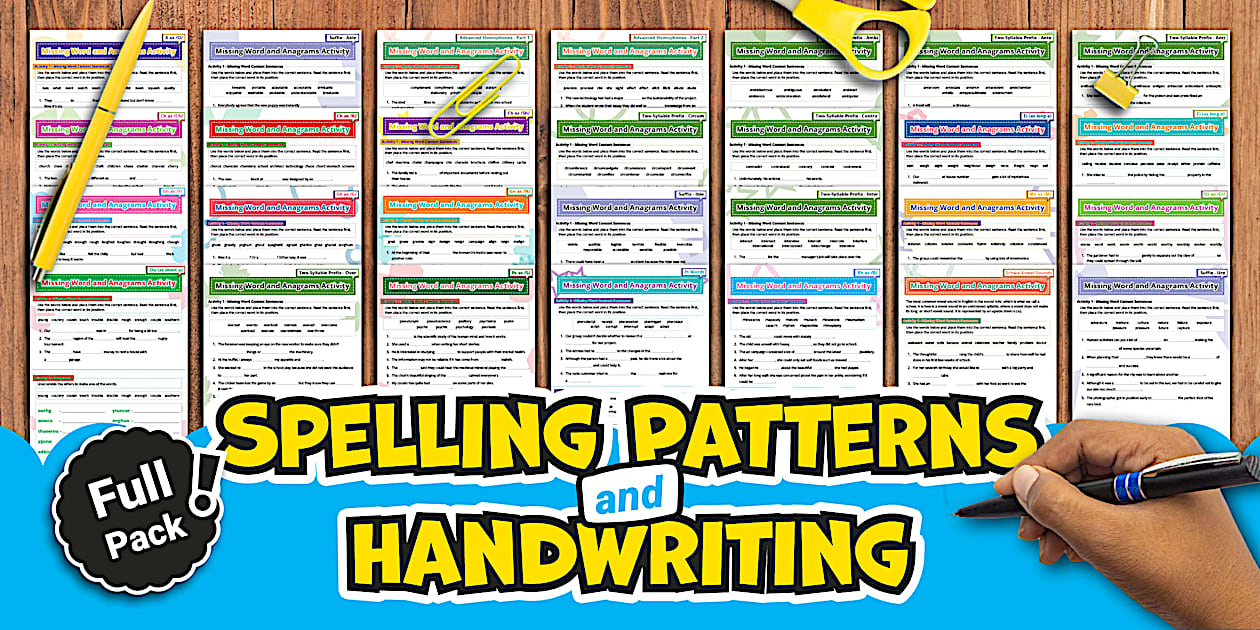 Missing Words and Anagrams (All Patterns) Handwriting Pack