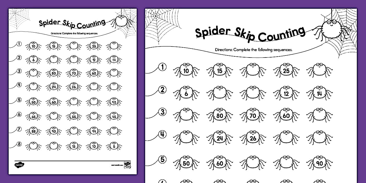Second Grade Spider Skip Counting (teacher made) - Twinkl