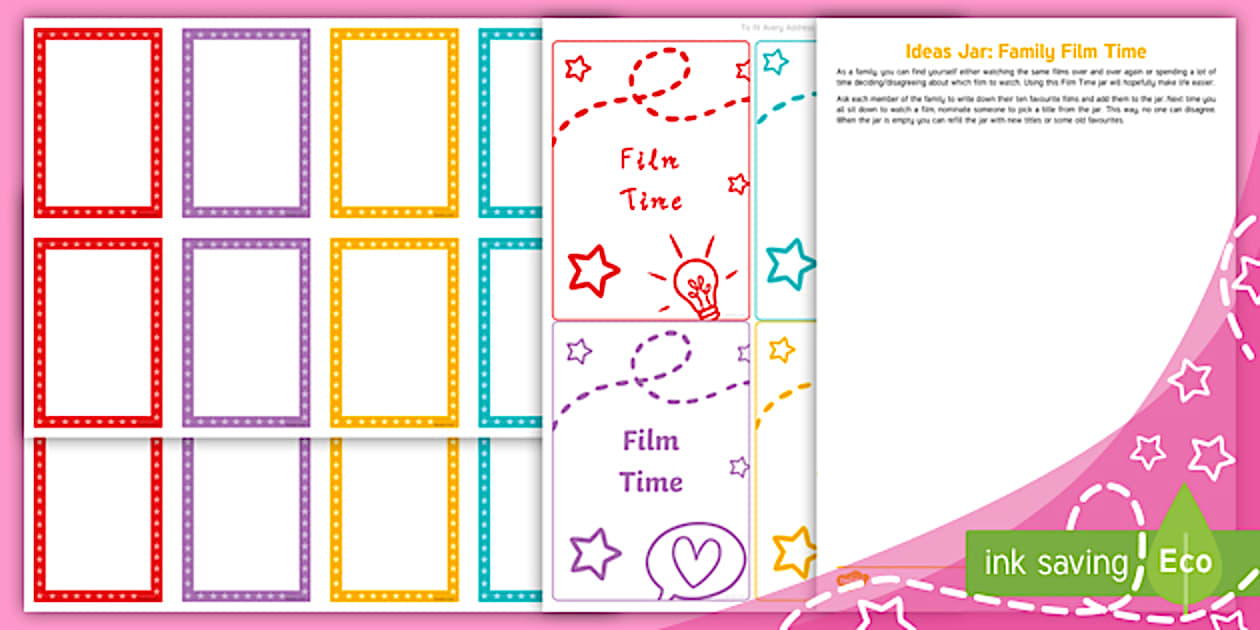 Ideas Jar: Family Film Time (teacher made) - Twinkl