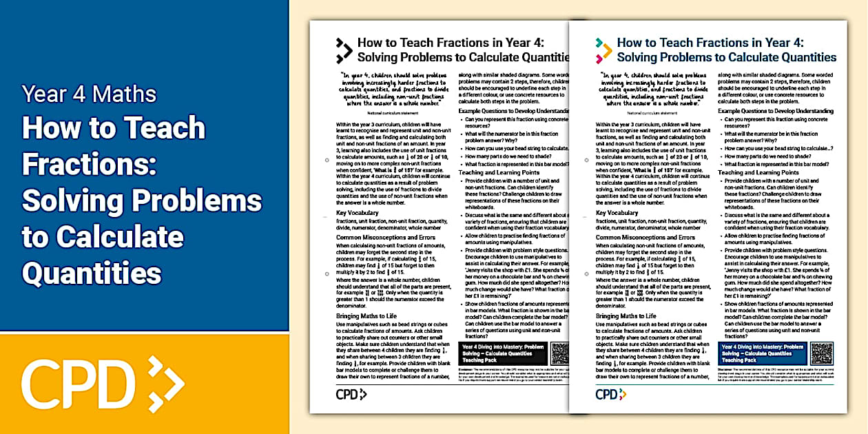 How to Teach Fractions in Year 4: Solving Problems to Calculate Quantities