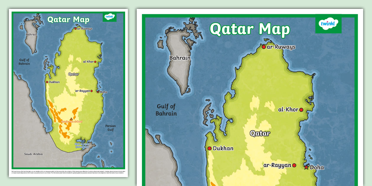 KS2 Qatar Display Map - Geography - Countries (teacher made)