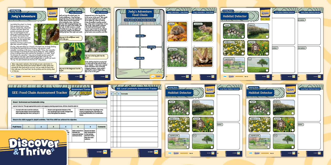 Senior Infants Lesson Pack on Food Chains and Habitats