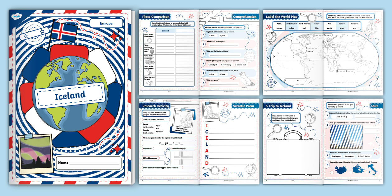 KS1 Iceland Activity Booklet - Geography - Europe - Twinkl