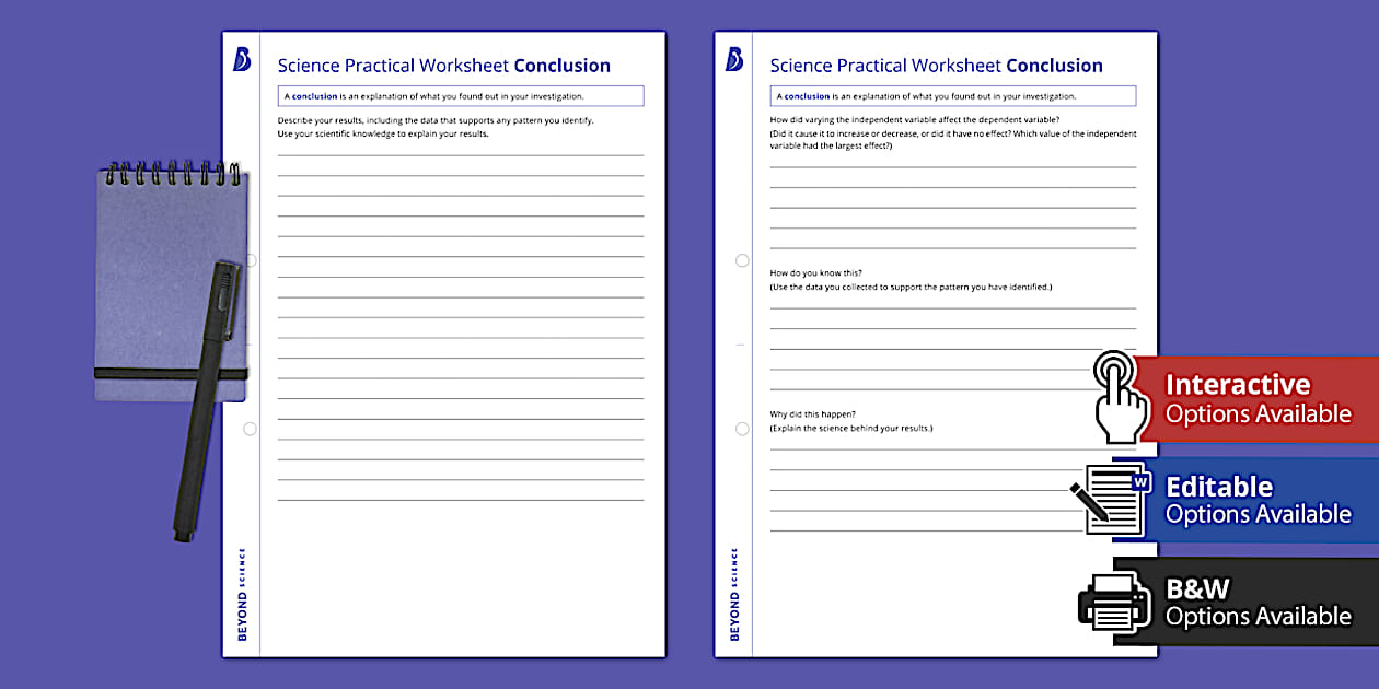 Conclusion Worksheet | Science Practical Worksheet | Beyond