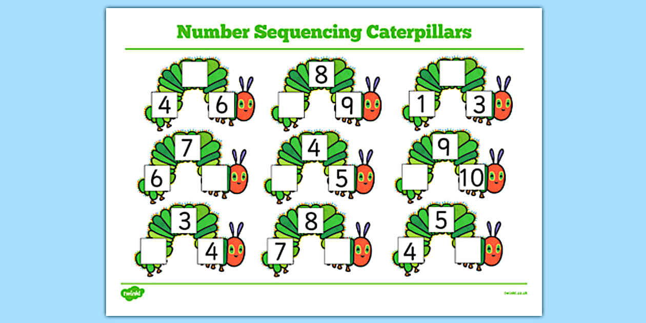 Editable Number Sequencing Caterpillars - Twinkl