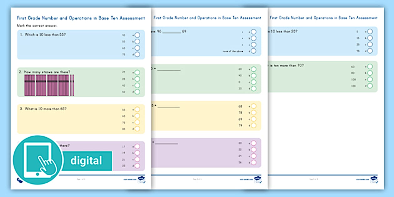 First Grade Number and Operations in Base Ten Assessment