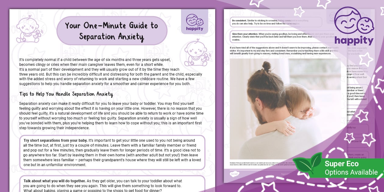FREE! - Your One-Minute Guide to Separation Anxiety - Twinkl