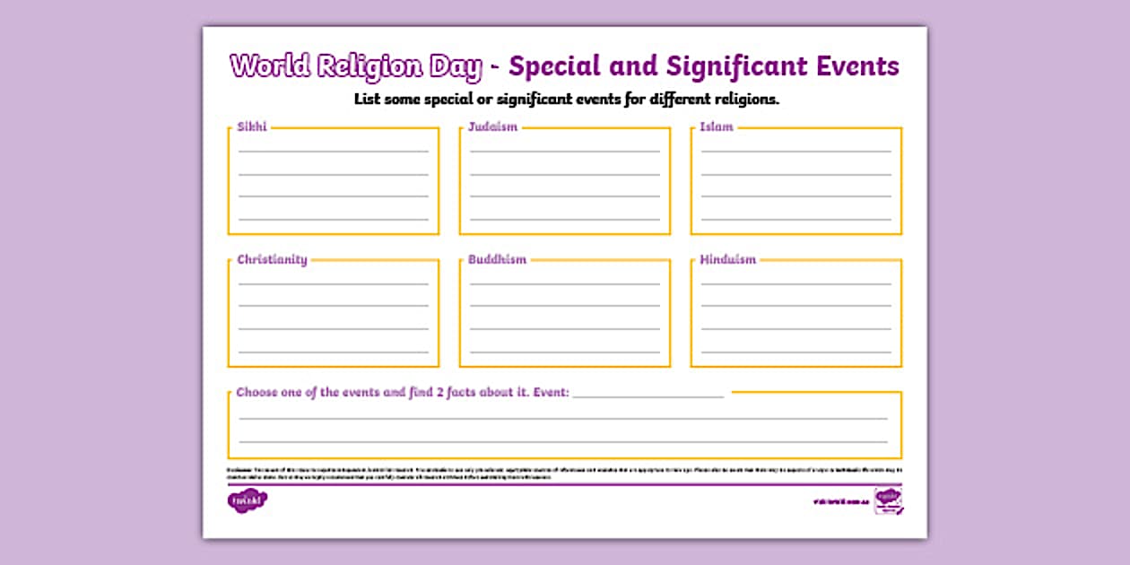 World Religion Day - Special Events (teacher made) - Twinkl
