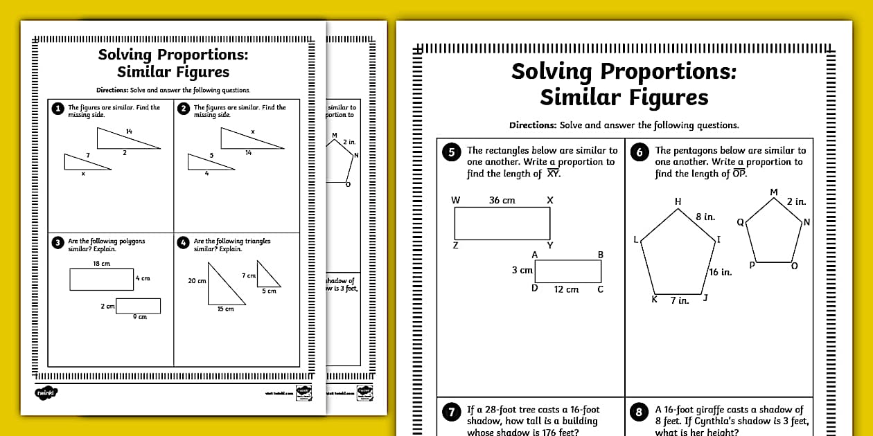 Similar Figures Worksheet | Math Resource | Twinkl USA