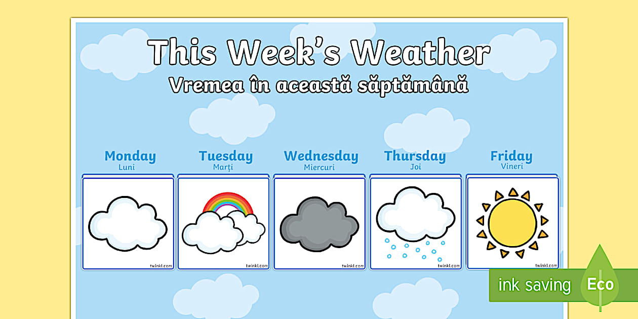 Weekly Weather Recording Chart English/Romanian - Weekly Weather Recording