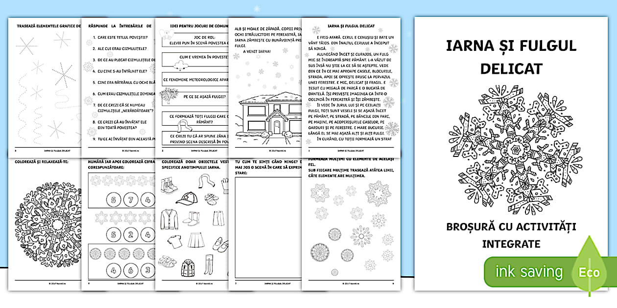 Iarna și fulgul delicat Broșură cu activități integrate