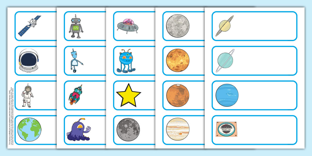 Editable Drawer Space-Themed Name Label Printables