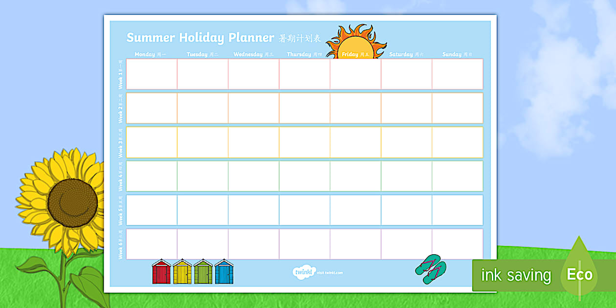 Holiday Planner Template - Parents - Languages - Twinkl