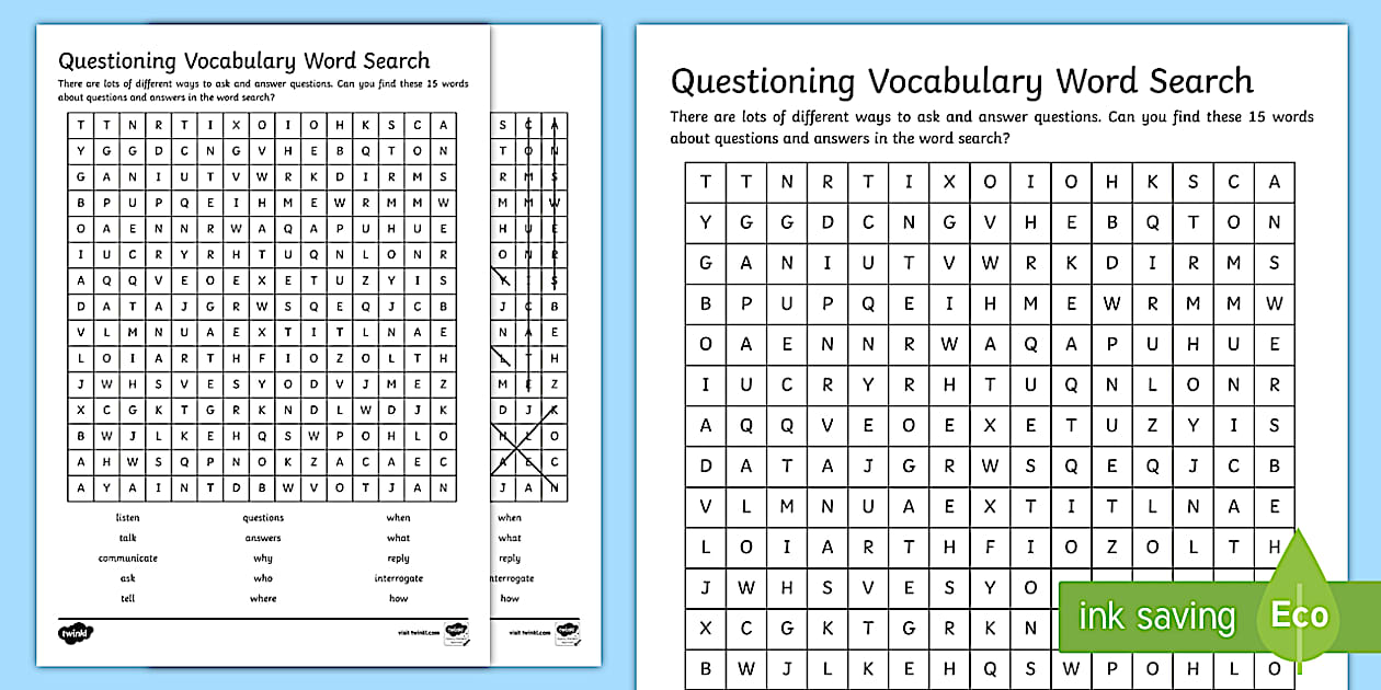Questioning Vocabulary Word Search - Key Stage 4 Entry Level