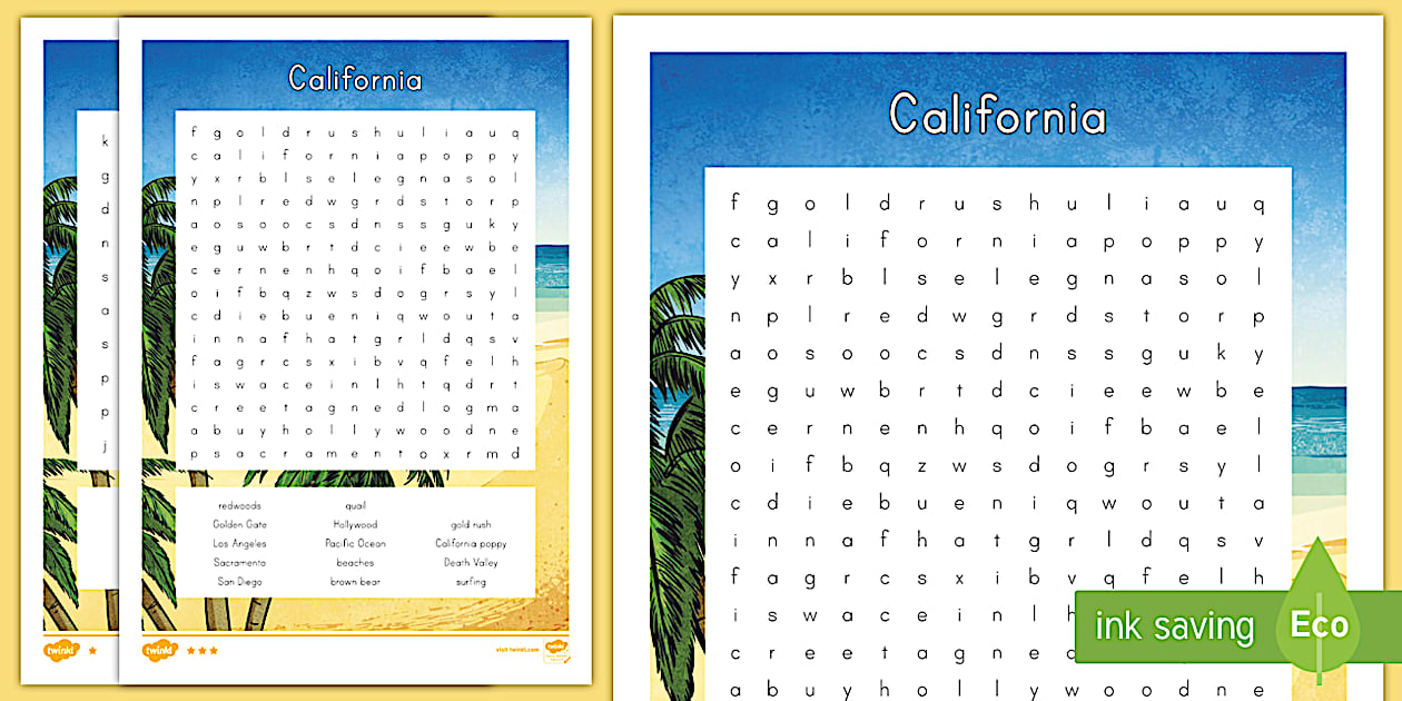California Word Search (Teacher-Made) - Twinkl