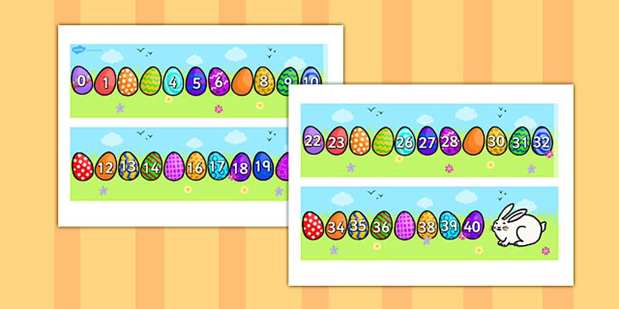 Missing Number Number Line 0-40 (Easter) - Twinkl