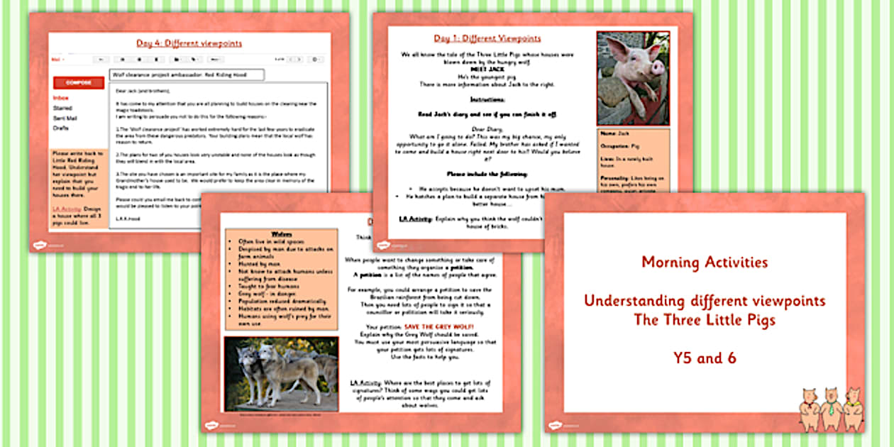 Year 5 and 6 English Morning Activities Different Viewpoints