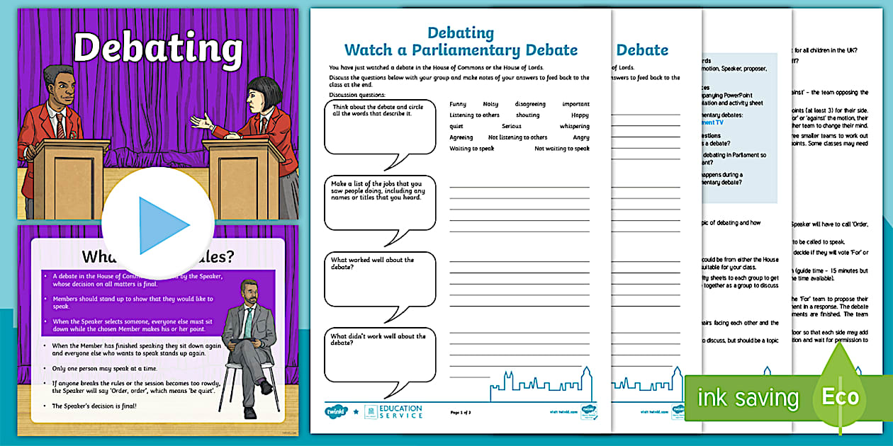 FREE! - Debating: UK Parliament Lesson Pack - Debate Lesson Plan PDF