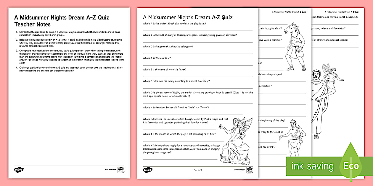 A Midsummer Night's Dream Quiz - KS2 | Twinkl - Twinkl