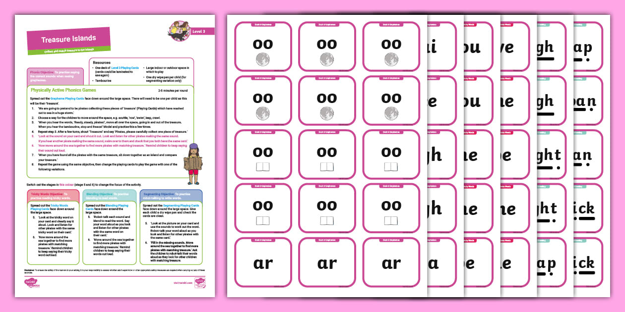 Physically Active Phonics Game: Level 3 Treasure Island