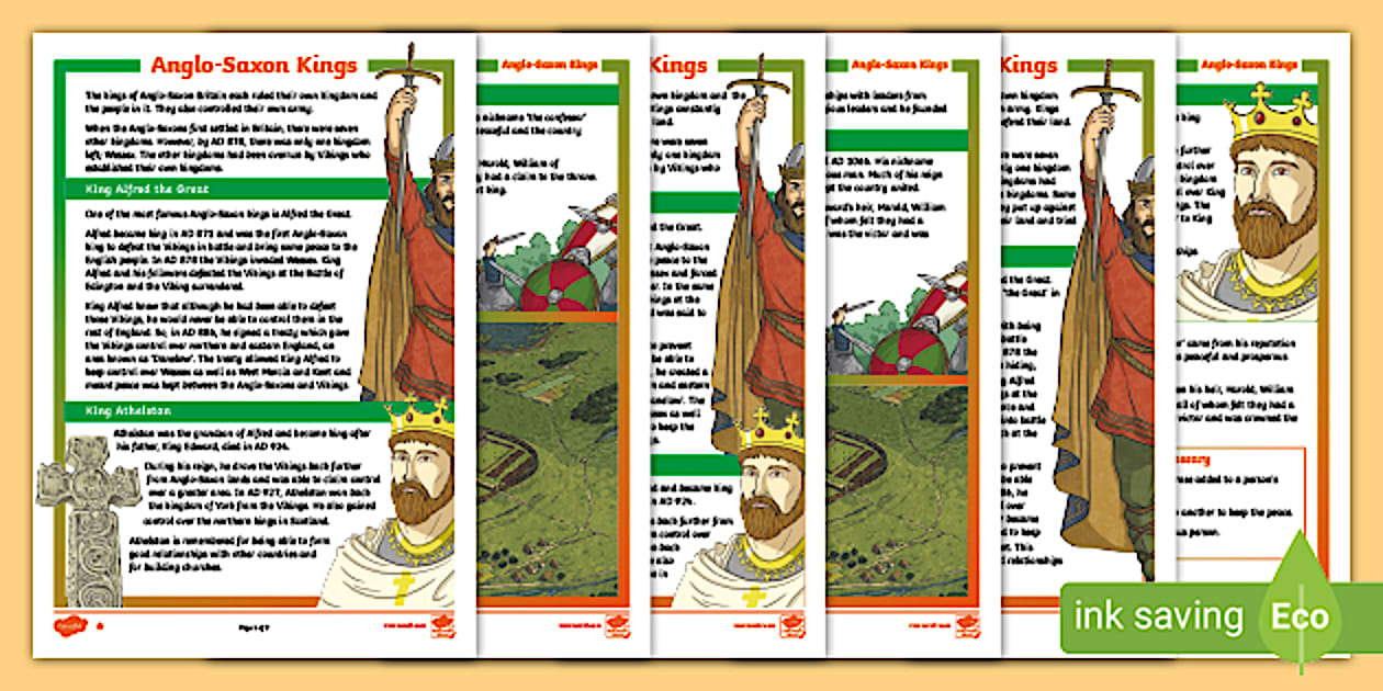 Editable Anglo-Saxon Reading Comprehension Activity - Kings