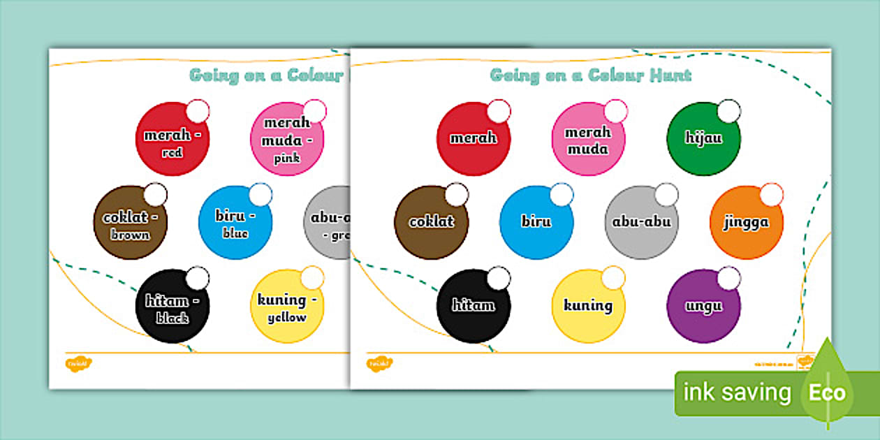 Colour Hunt Worksheet Indonesian