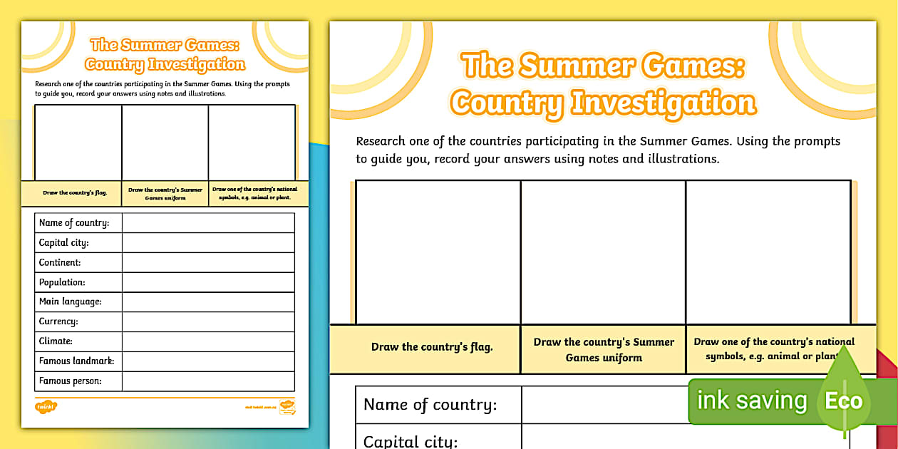 The Summer Games: Country Investigation (teacher made)