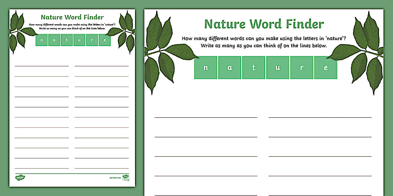 Words from Nature Word Finder (professor feito) - Twinkl