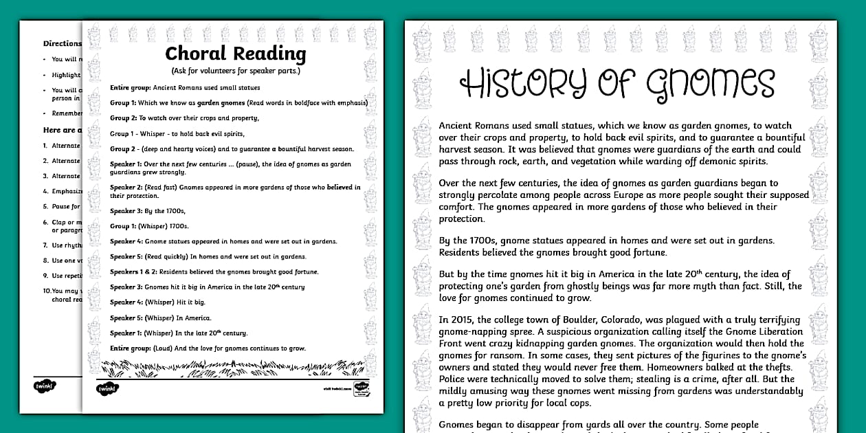 Eighth Grade Choral Readings Made Easy Worksheet - Twinkl