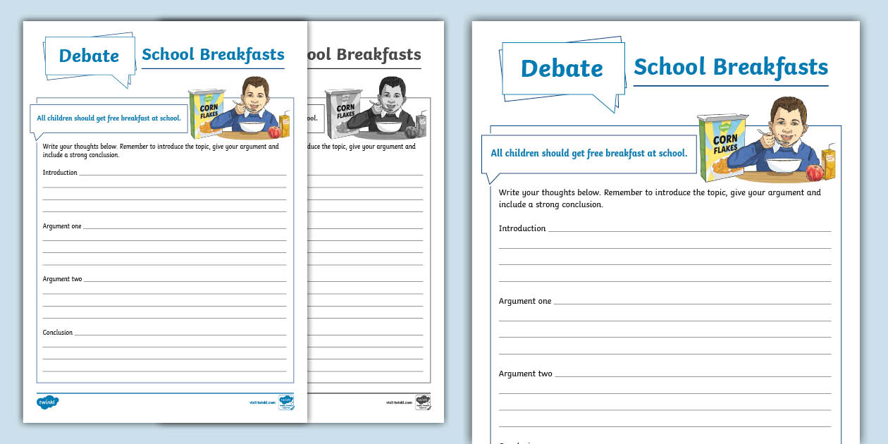 * NEW * School Breakfast Debate Writing Frame - Twinkl