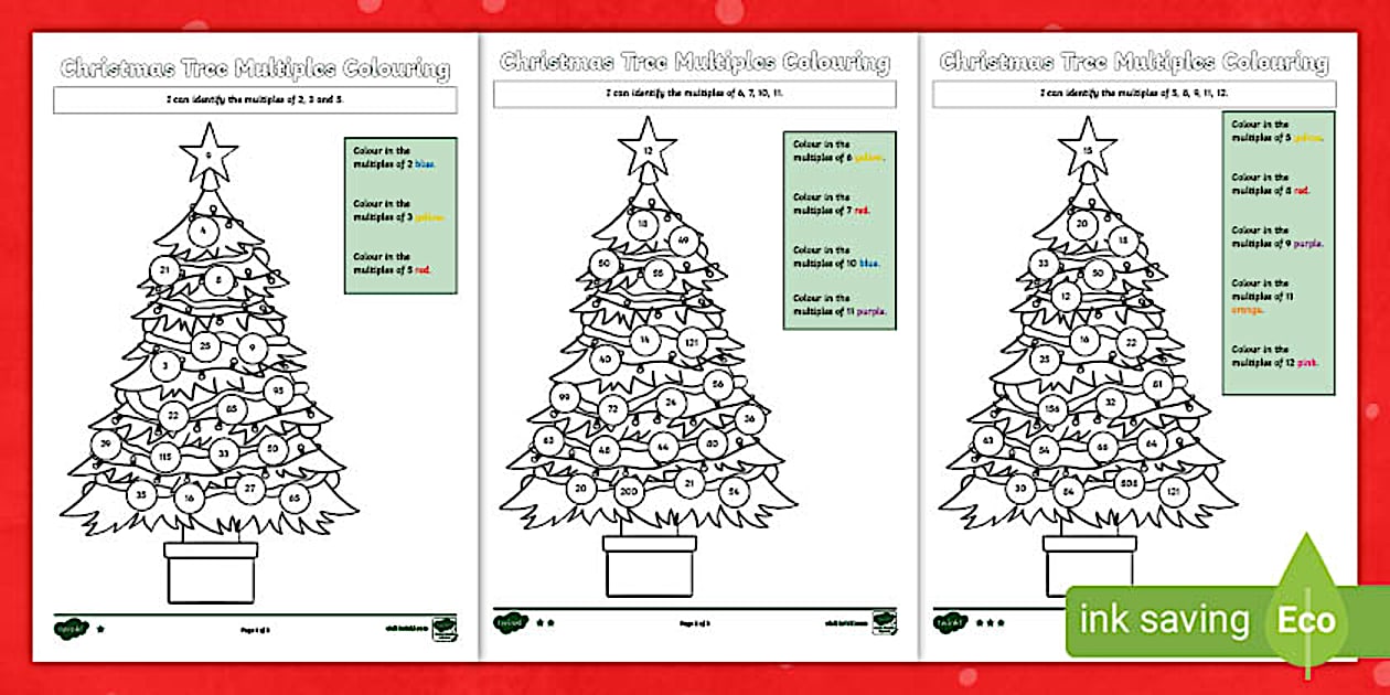 👉 Christmas Tree Multiples Maths Worksheet - Twinkl