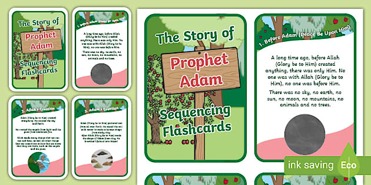The Story of Prophet Adam in Islam Sequencing Flashcards