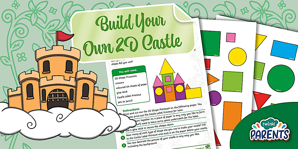 👉 2D Shape Castle Craft Activity