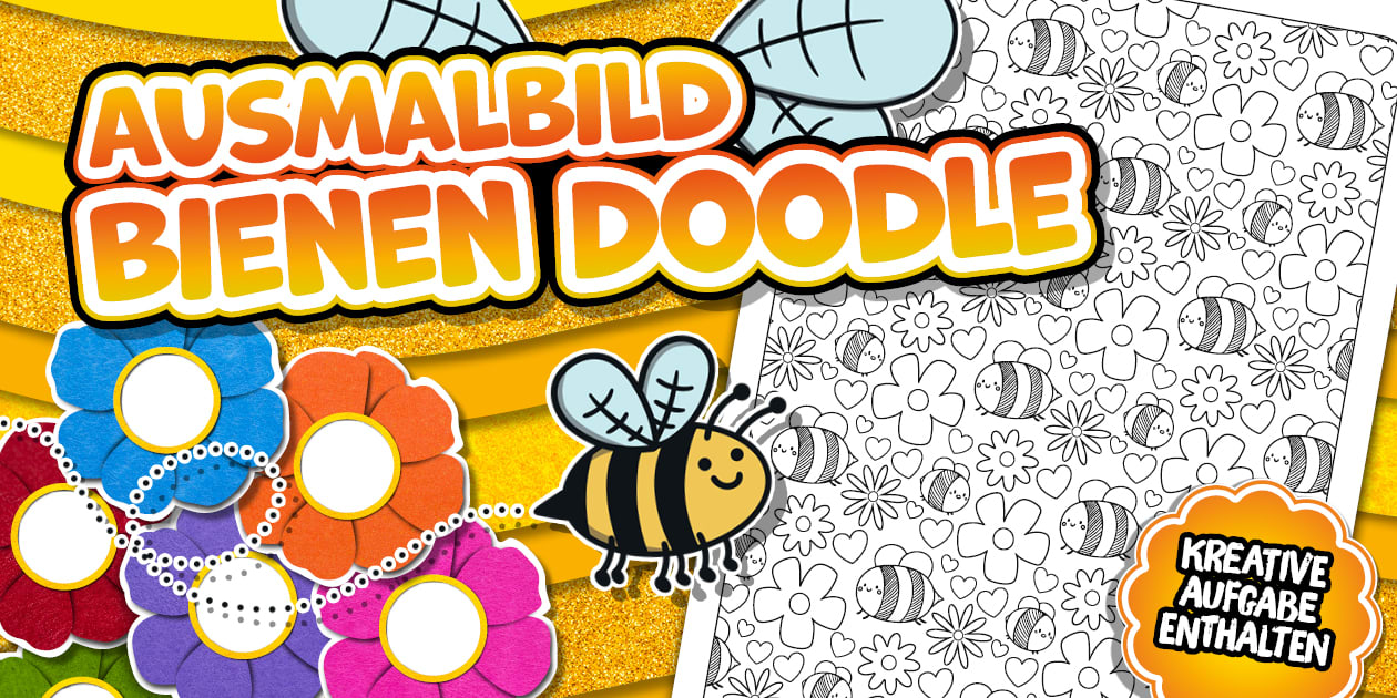Bienen Doodle - Ausmalbild | Twinkl