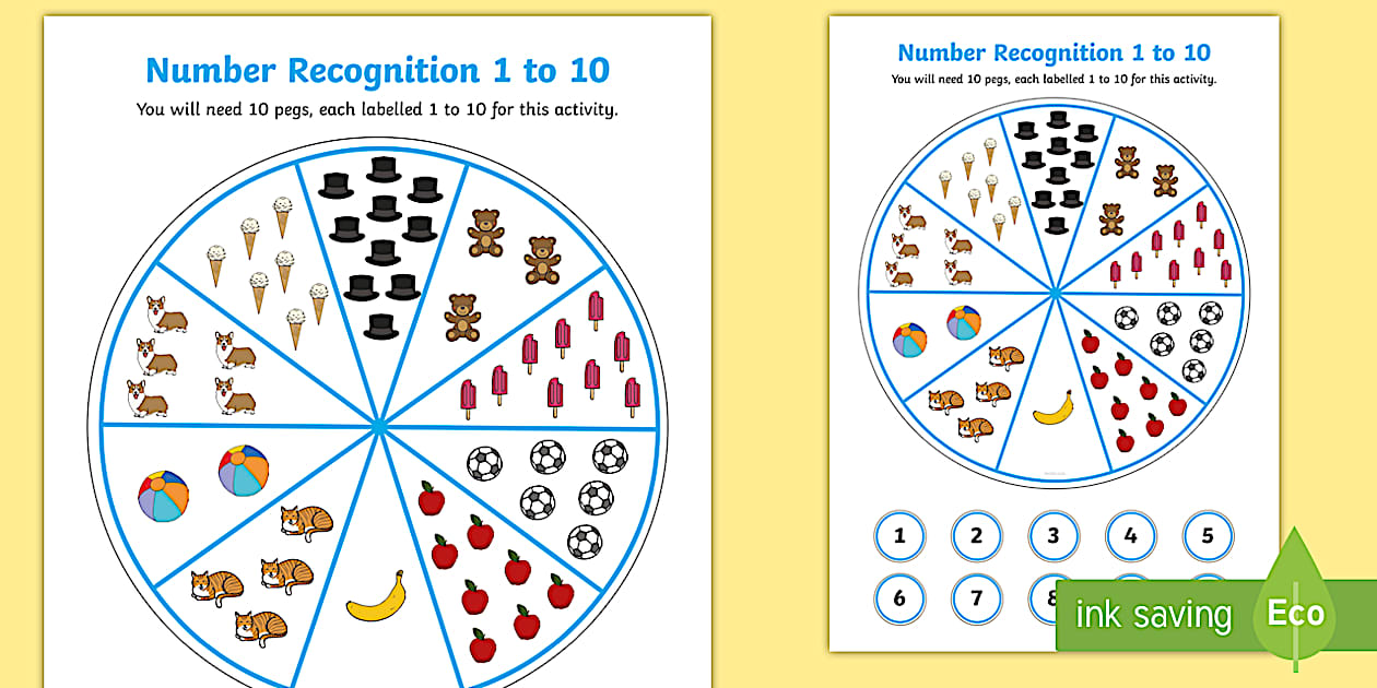 Number Recognition 1 to 10 Peg Activity - Twinkl