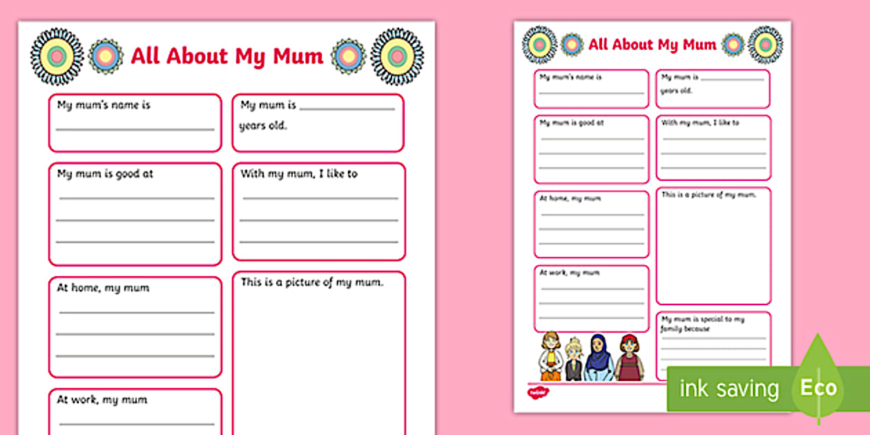 All About My Mum Worksheet (teacher made) - Twinkl
