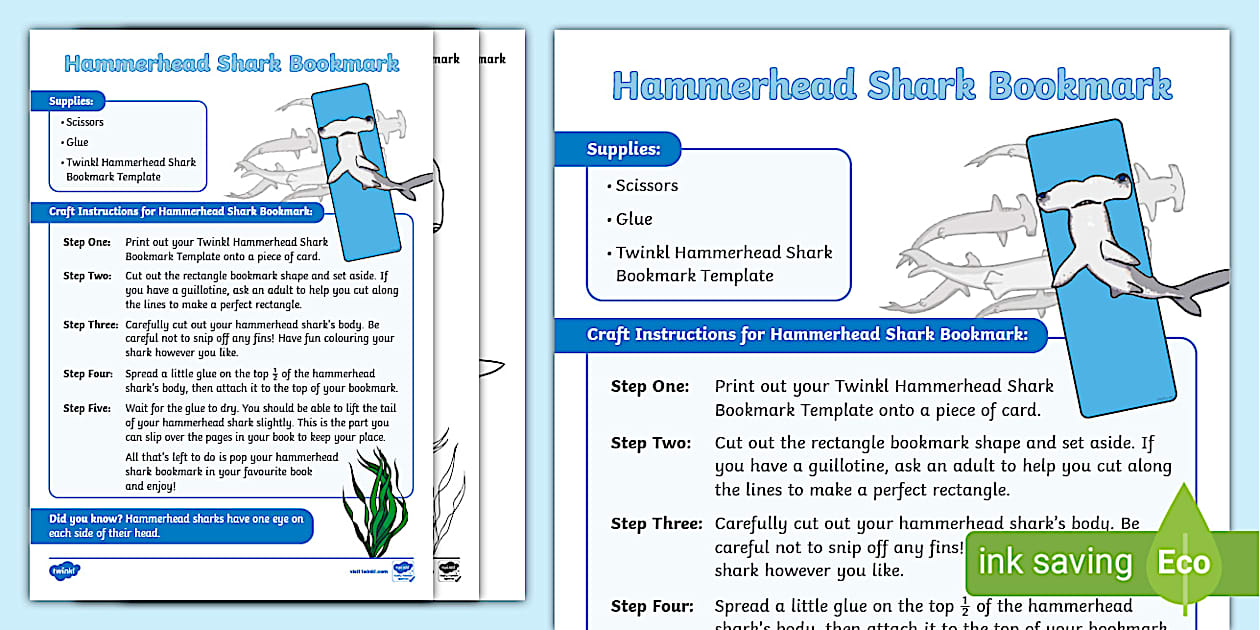 Hammerhead Shark Bookmark Craft | Twinkl Crafts | KS1