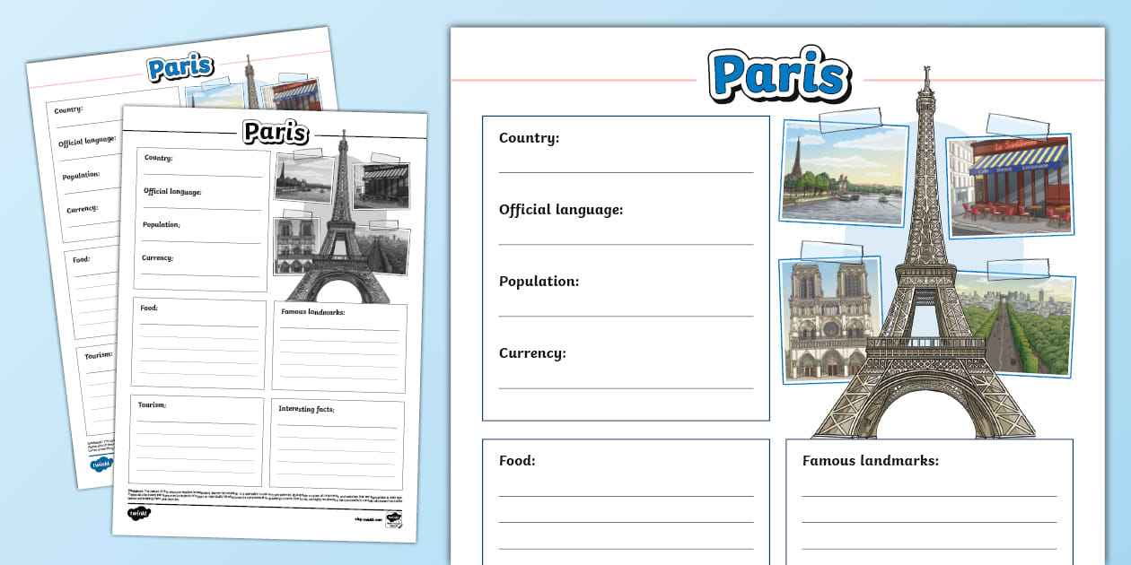 Paris Fact File Template - Twinkl Primary (Teacher-Made)