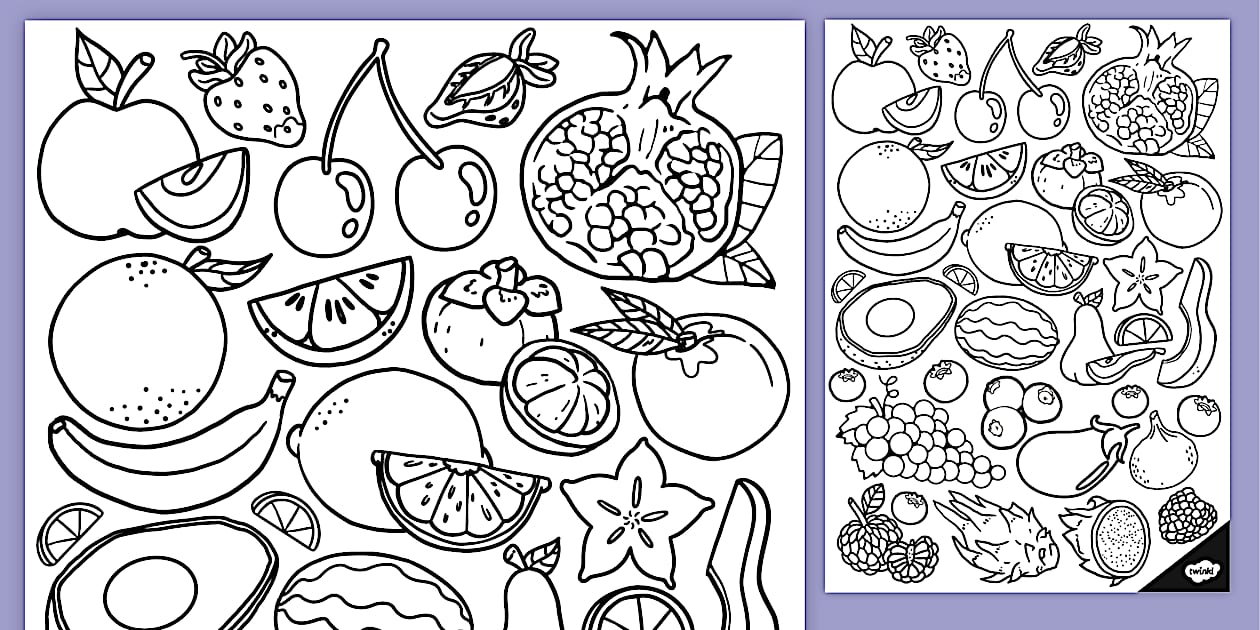 Fruit and Vegetables Colouring Sheet