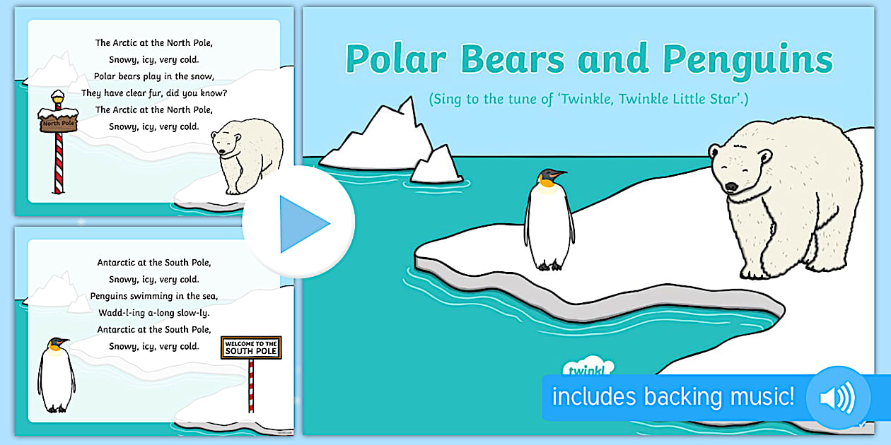 Polar Bears and Penguins Song PowerPoint - Twinkl