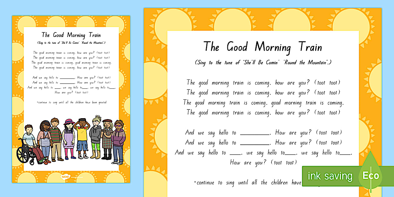 Black and White The Good Morning Train Song - Twinkl