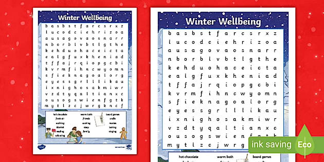 Winter Wellbeing Word Search | Christmas Self-Care - Twinkl