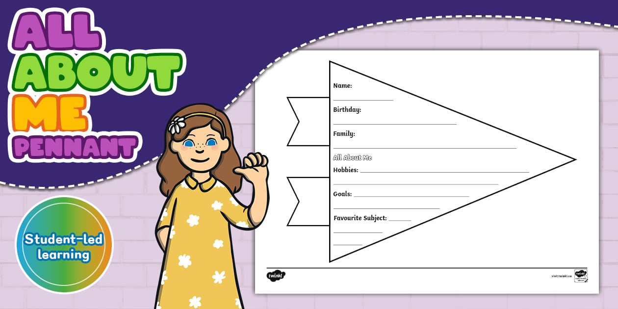 All About Me Pennant Writing Template